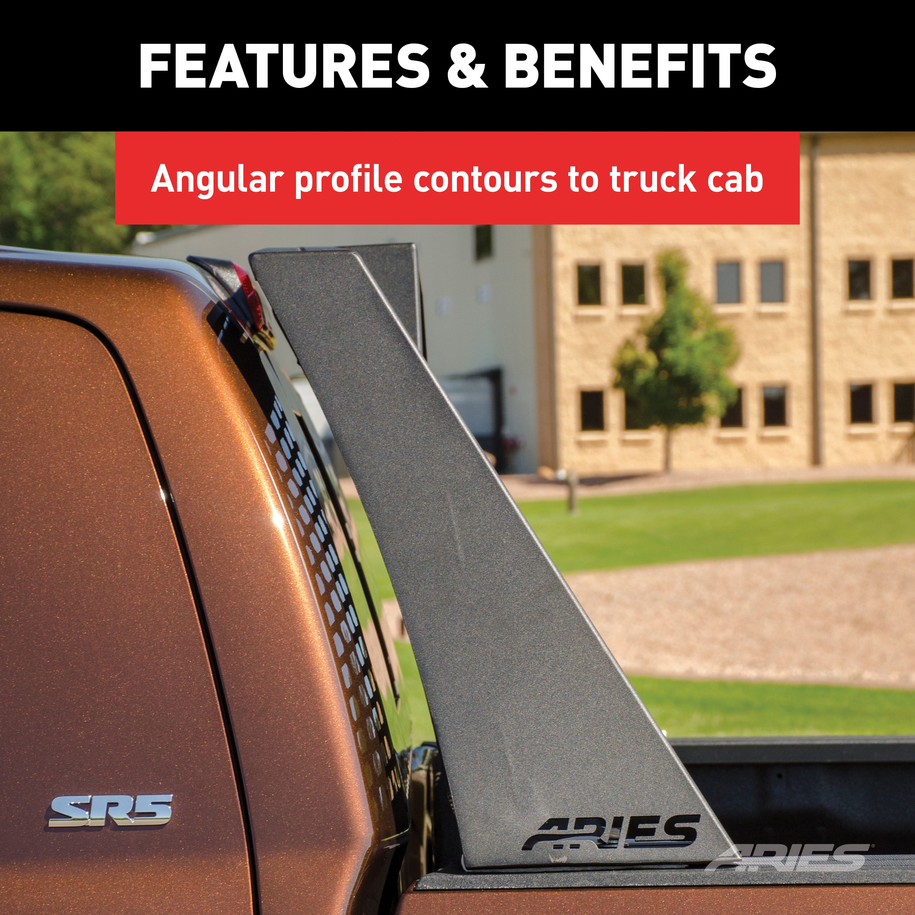 Buy ARIES 1110112 Switchback Black Aluminum Truck Headache Rack Cab ...