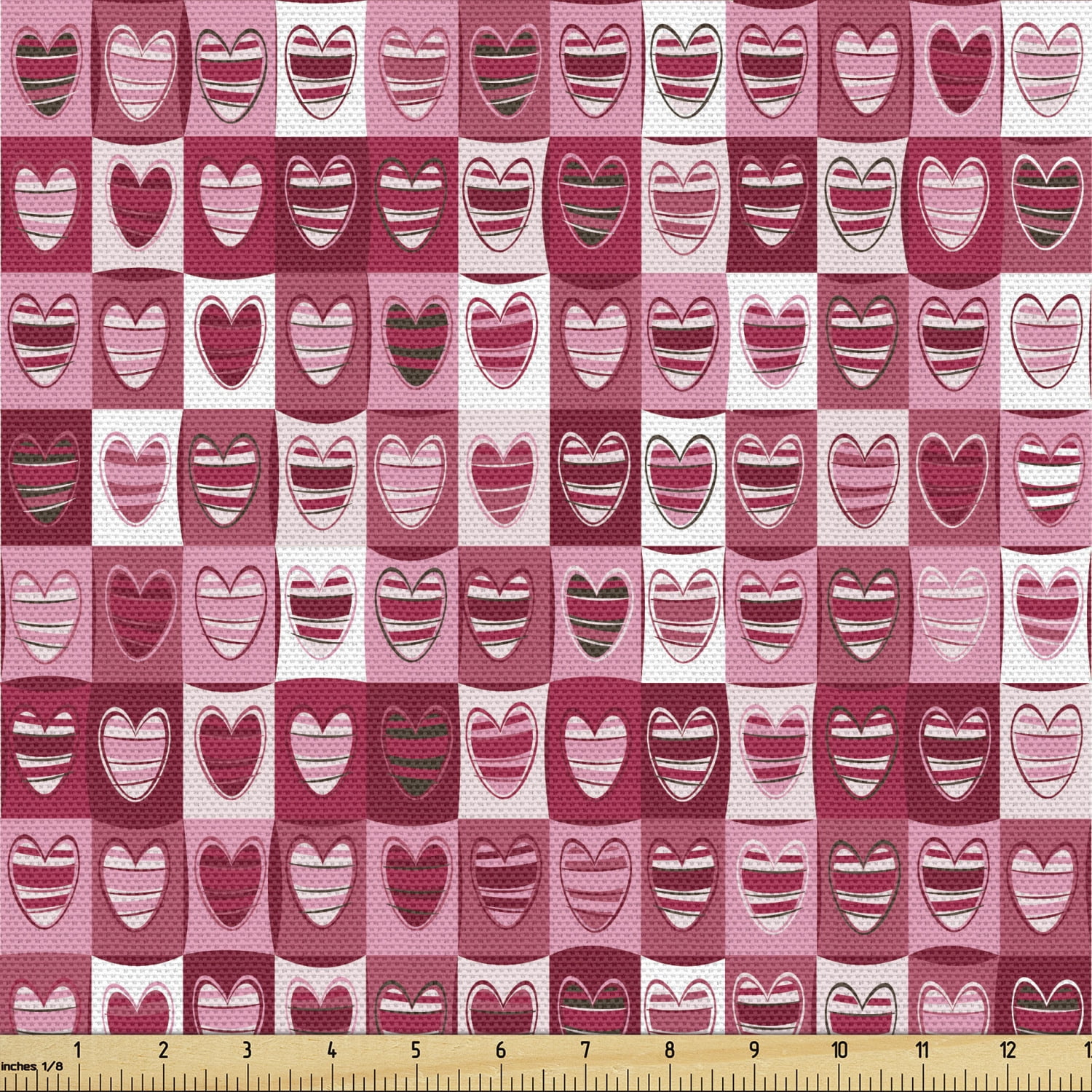 Love Fabric by the Yard Upholstery, Hearts for Valentine Checked ...