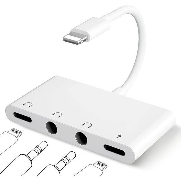 iPhone Headphone Splitter, 4 in 1 iPad Headphone Adapter with Dual 3 ...