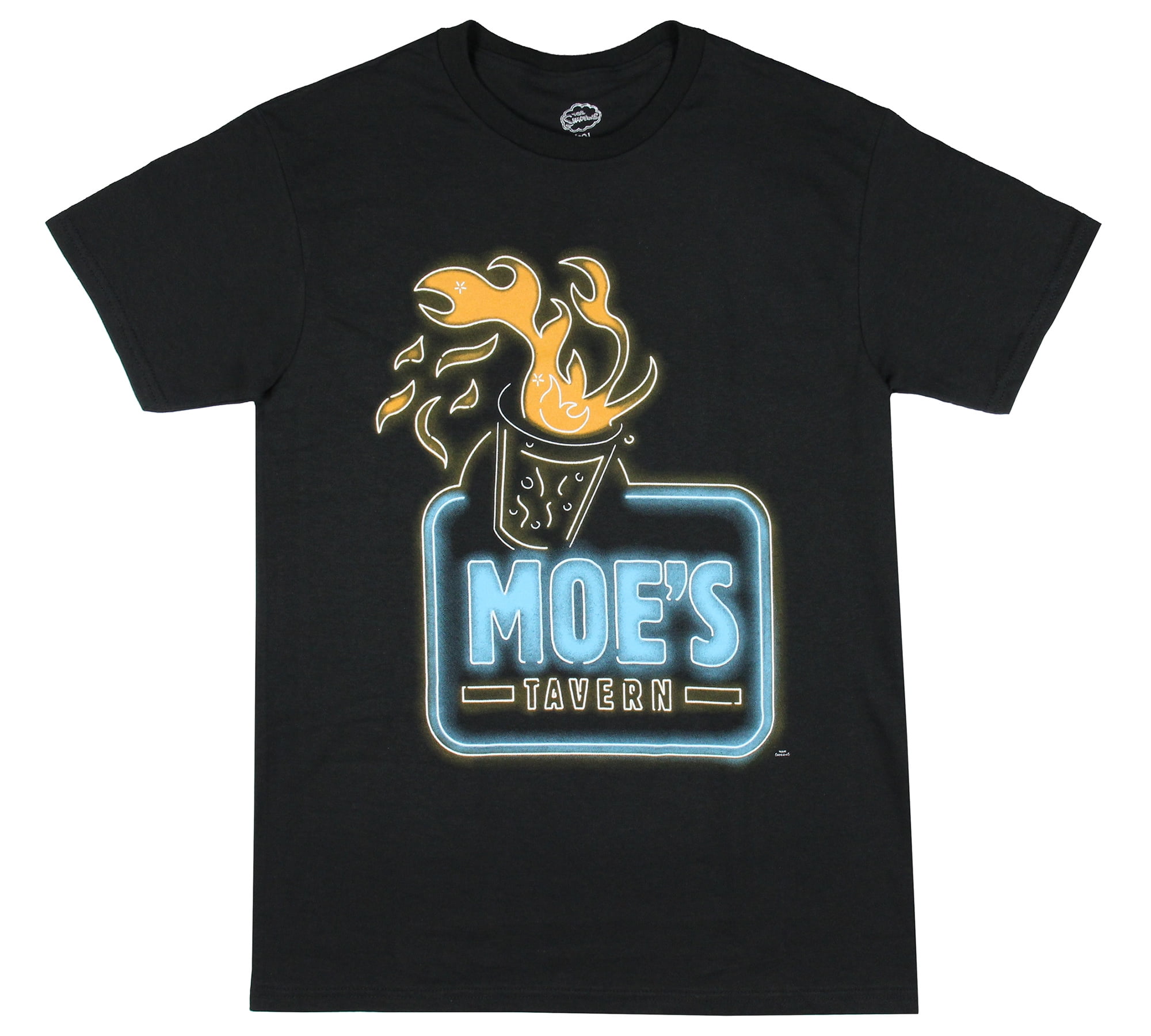 The Simpsons Men's Moe's Tavern Flaming Moe Neon Sign Logo T-Shirt Tee ...