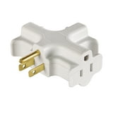 Hyper Tough Heavy Duty 3 Way Grounded Outlet Adapter White Indoor Use ...