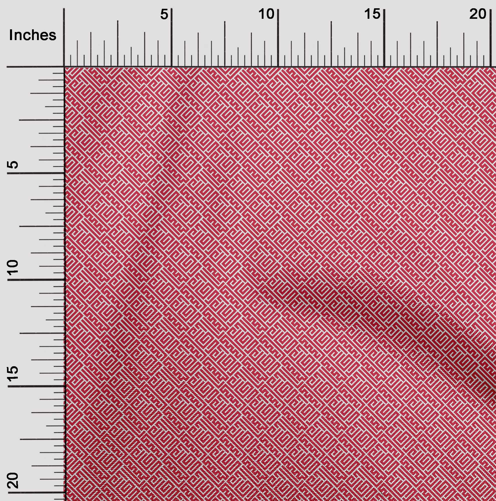 oneOone Decorative Silk Tabby Fabric Greek Key Geometric Printed Fabric ...