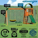 Sportspower Amelia Wooden Swing Set with 2-Person Saucer Swing, 6' Blow ...