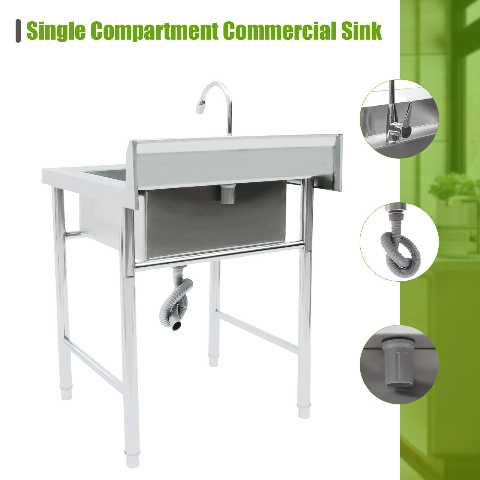 Free Standing Commercial Kitchen Sink Stainless Steel Catering Washing ...