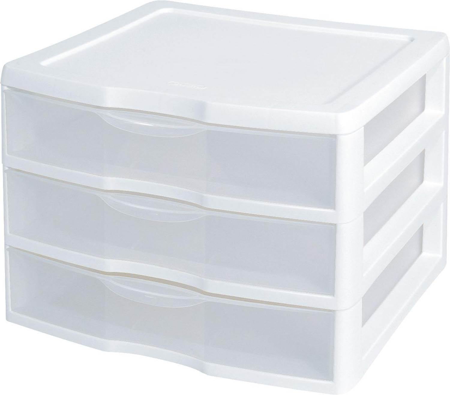 Sterilite Clear Plastic Stackable Small 3 Drawer Storage System, (12 ...