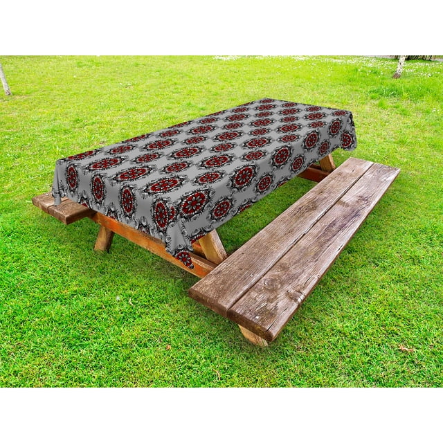 Red and Black Outdoor Tablecloth, Persian Moroccan Middle Eastern ...
