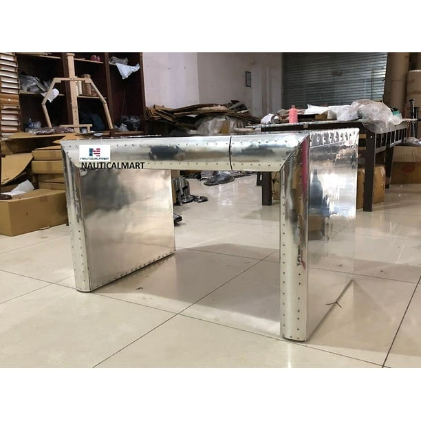 Streamline Desk Aviator Table Home Decor with Drawer Aluminium ...