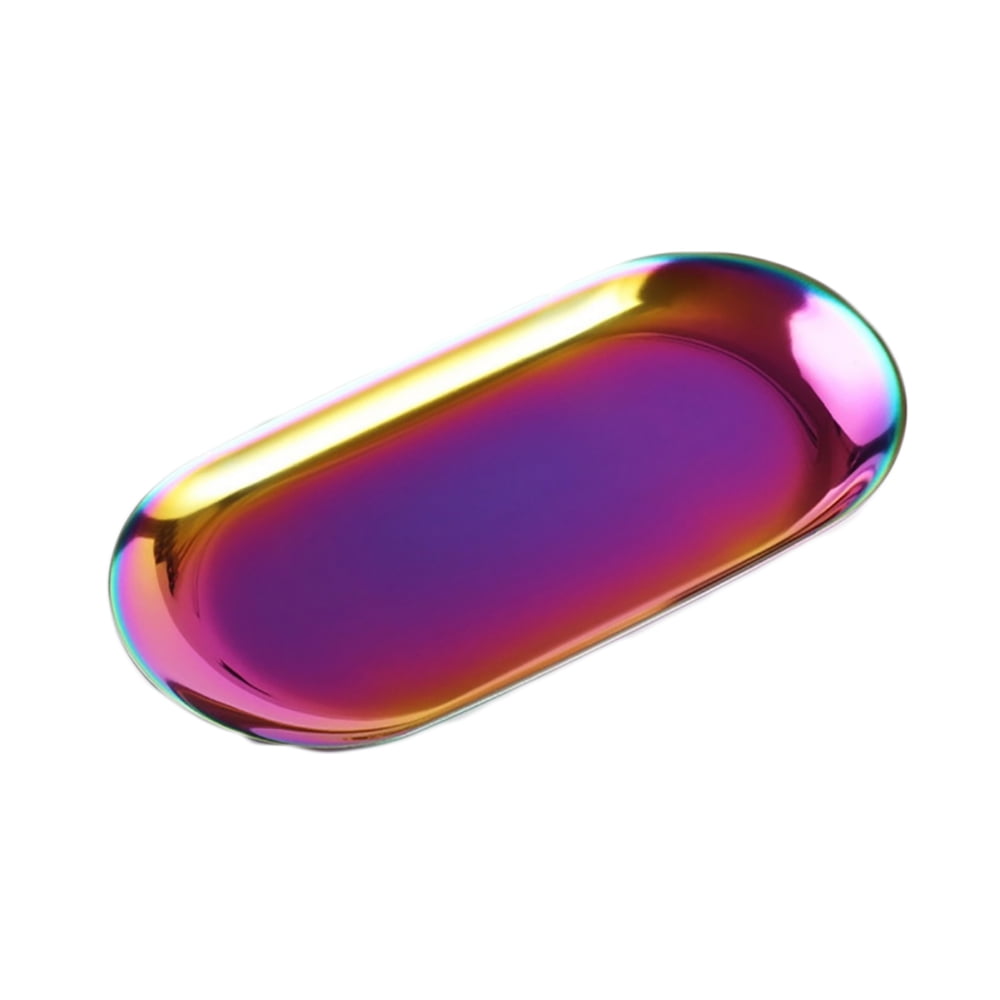 Metal Storage Tray Oval Stainless Steel Tray Snack Fruit Cosmetics ...