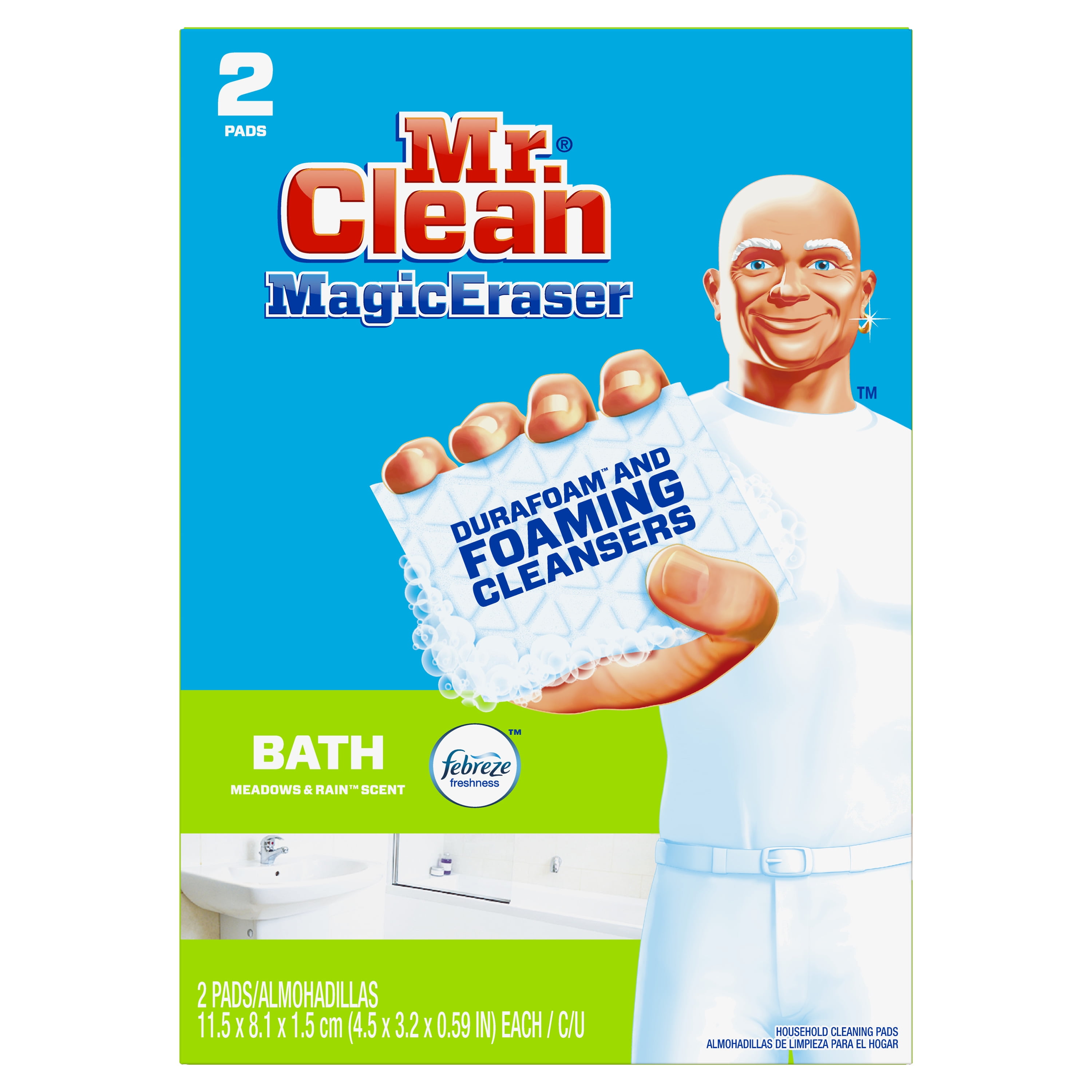 Mr. Clean Magic Eraser Bath, Cleaning Pads with Durafoam, Meadows ...