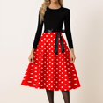 KLHDSF Dresses For Women Vintage Round Neck Long Sleeve Polka Dot ...