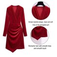 Women Wrap V Neck Long Sleeve Ruched Bodycon Cocktail Party Dress Red
