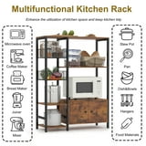 Chnnmbrn Bakers Rack with Microwave Compatibility Kitchen Wood Brown ...