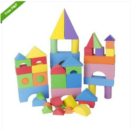 48pcs Colorful Soft EVA Foam Building Blocks Bricks Set Children Kids ...