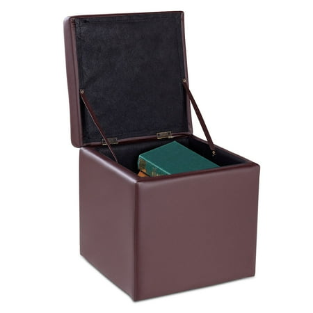 Topbuy 16" Storage Box Ottoman Square Seat Foot Stool Cushioned Cube ...
