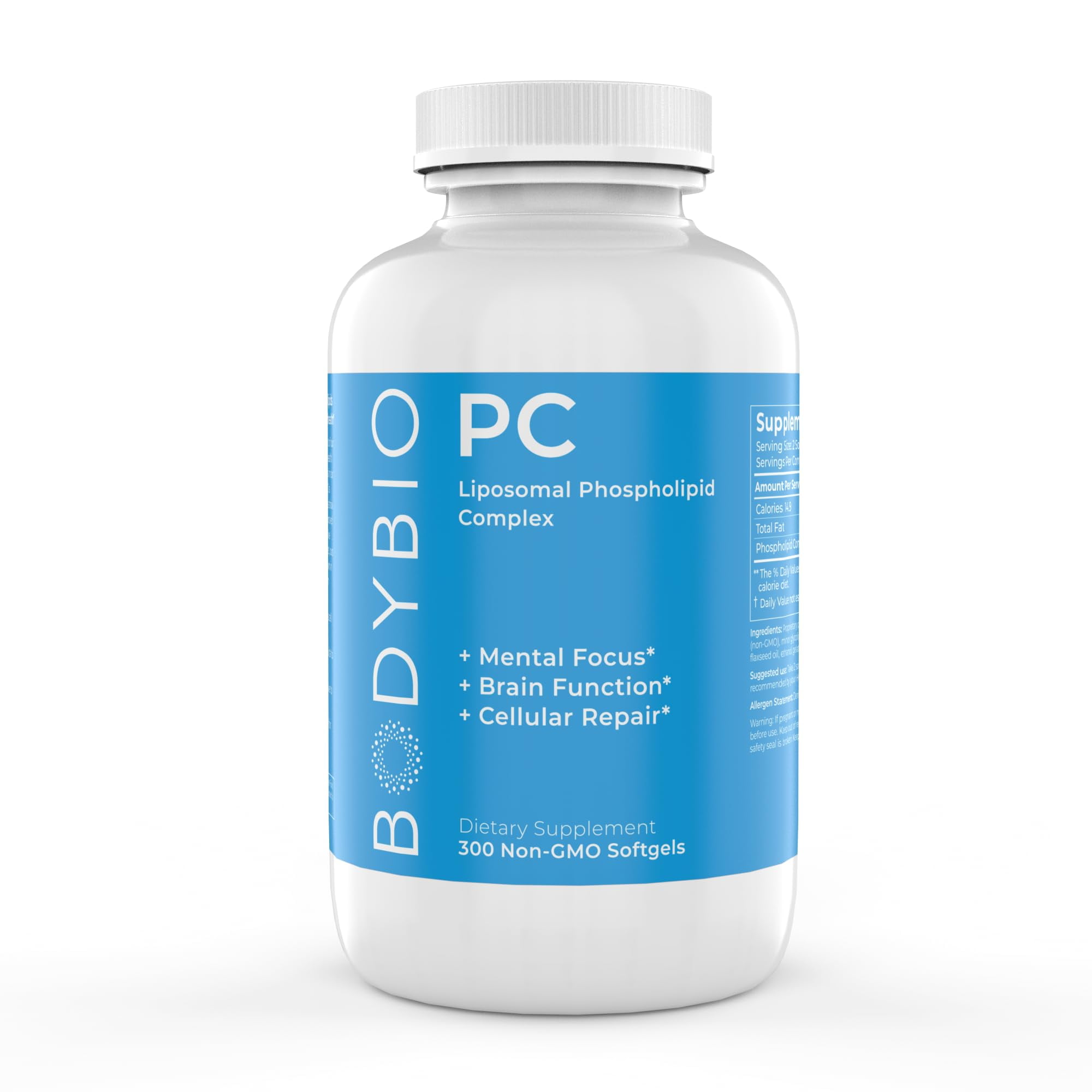 Suplemento BodyBio PC 300 cápsulas blandas Memory Focus Clarity ...