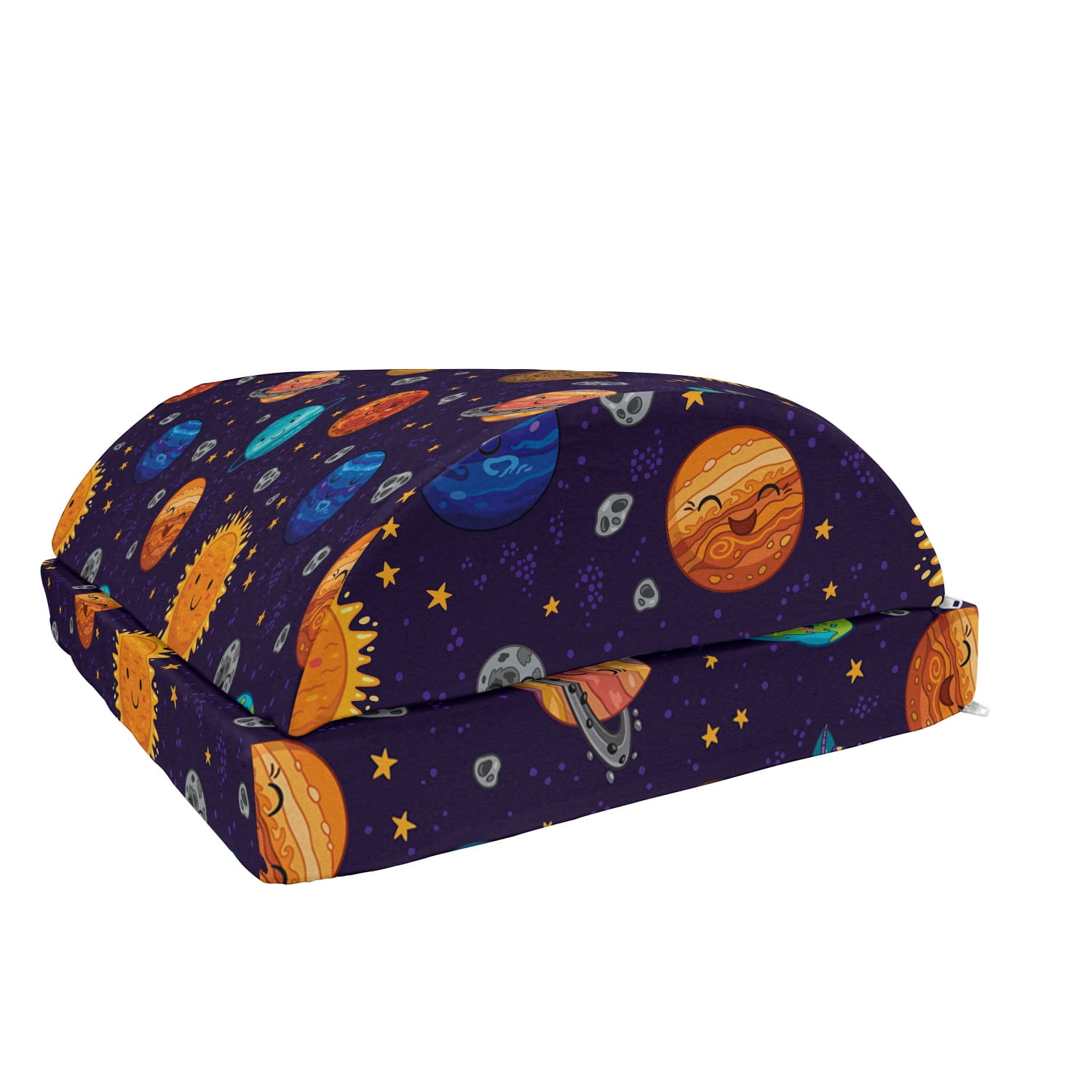 Space Foot Rest, Cheerful Planets as Sun Mercury Venus Earth Jupiter Mars with Alien Spaceships ...