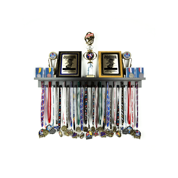 Medal Awards Rack Trophy Shelf and Award Display Rack- Black 36 ...