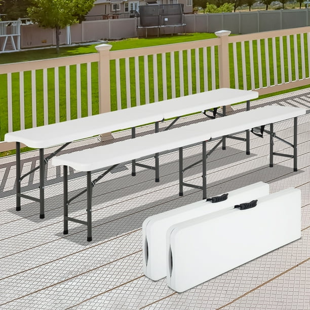 Dkelincs Folding Bench 6FT Plastic Portable Bench Outdoor Bench Garden ...