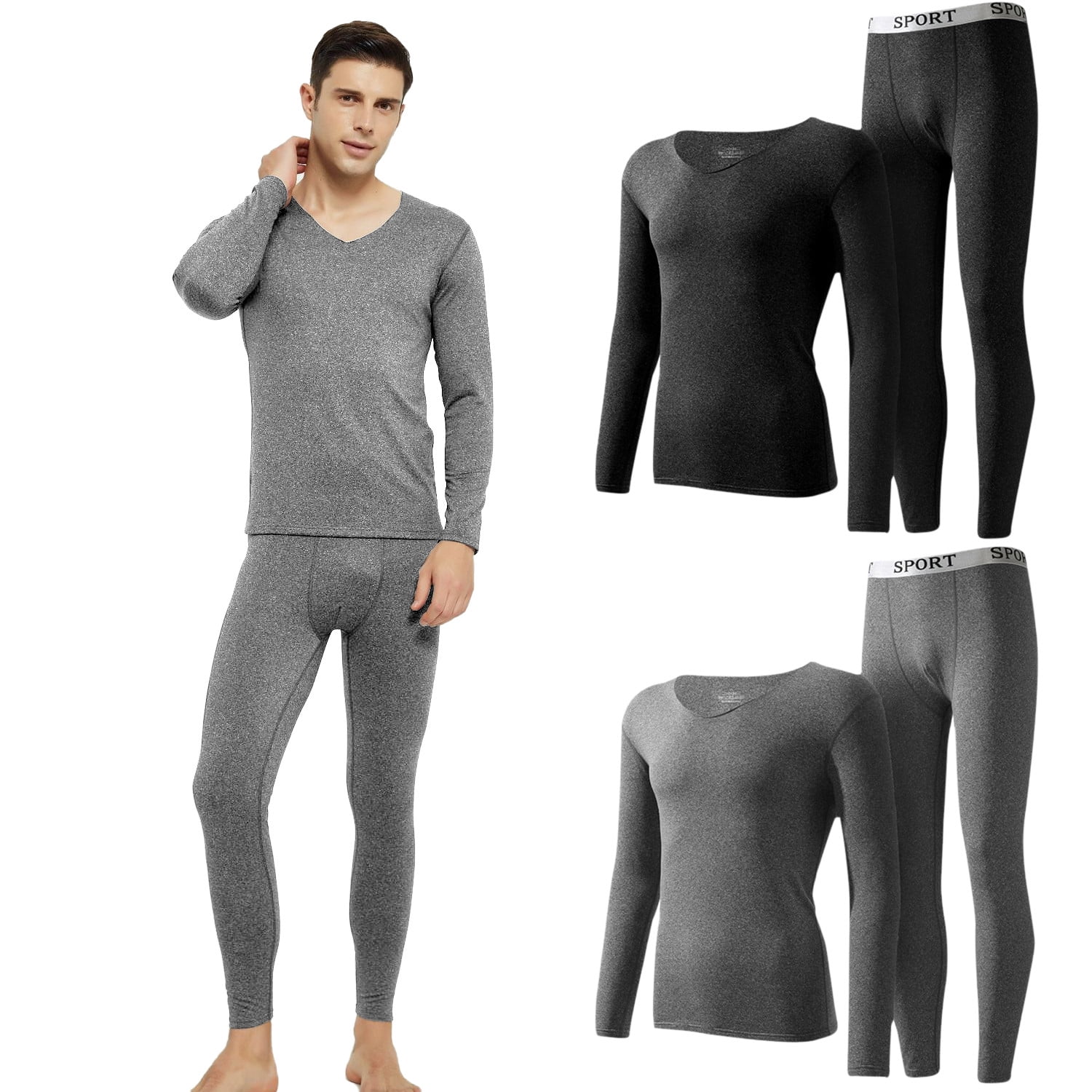 Htwon Mens Thermal Underwear Set Ultra Soft Microfiber Thermal ...