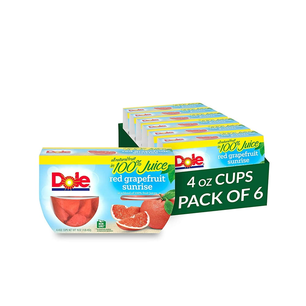 Dole Fruit Bowls, Red Grapefruit in 100% Fruit Juice, 4 Count, 4 Ounce ...