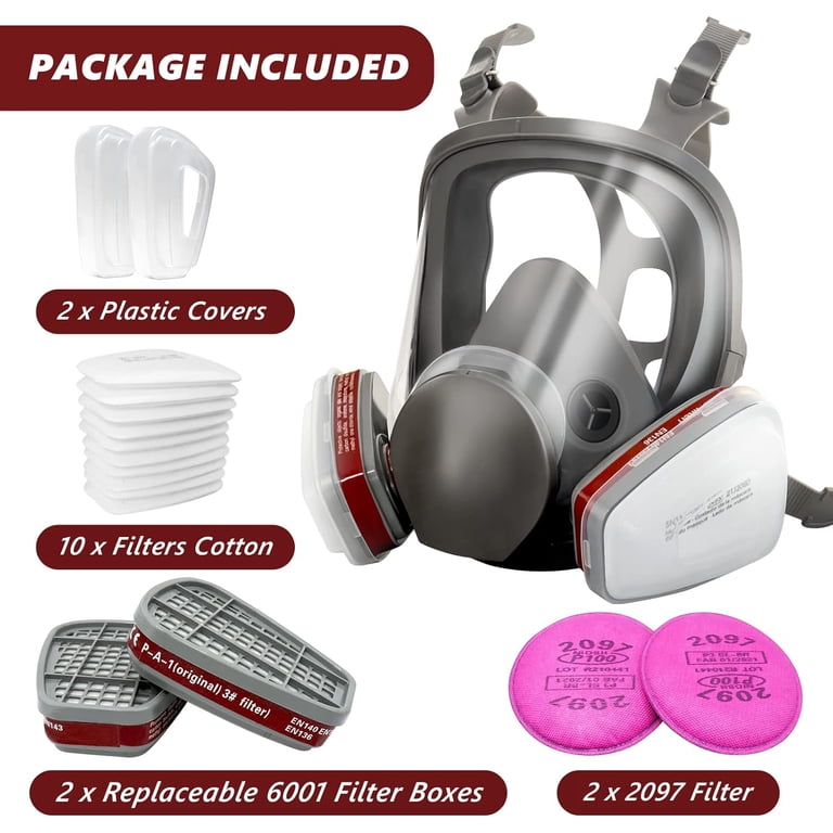 Full Face Mask Dust Mask Full Face Respirator Mask With Filters - Gas ...