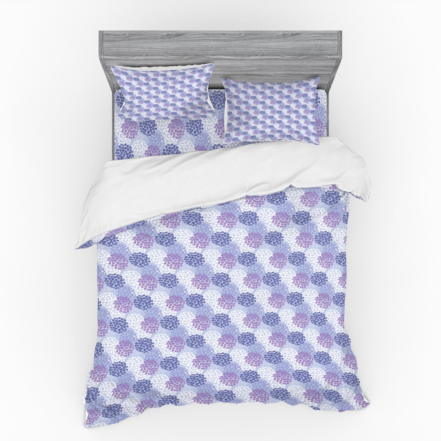 Floral Duvet Cover Set, Illustration of Hydrangea Flowers, Bedding Set ...