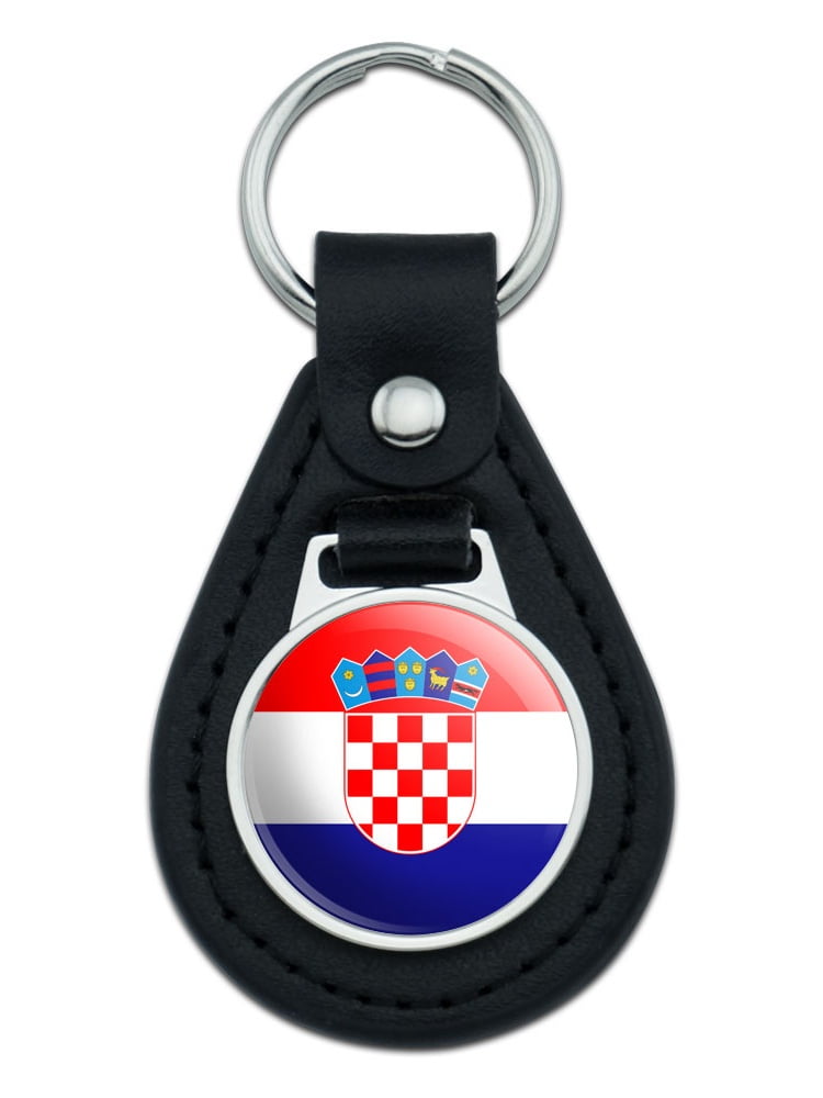 Croatia National Country Flag Black Leather Keychain - Walmart.com