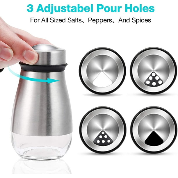 Jinsinto 2 Salt and Pepper Shaker Kits - Salt Shaker with Adjustable ...