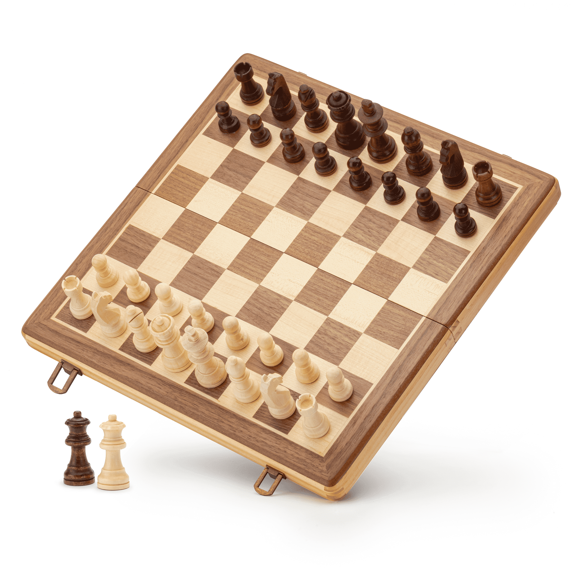 A&A Magnetic Wooden Chess Set for Adults and Kids with 2 Extra Queen ...