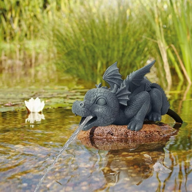 AMERTEER Fountain Dragon Statue Resin Spouting Water Dragon Sculpture ...