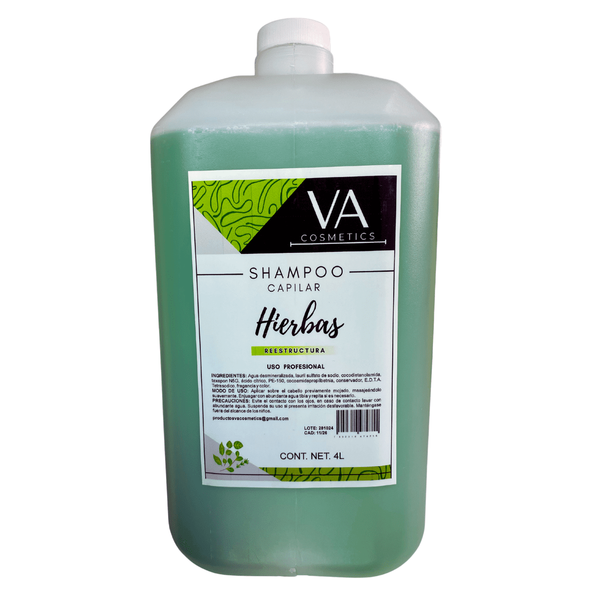Shampoo De Hierbas 4 Litros Uso Profesional de Belleza VA | Bodega ...