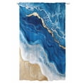 Abstract Waves Sheer Curtains 84 Inch Long 1 Panel White Gold Blue ...