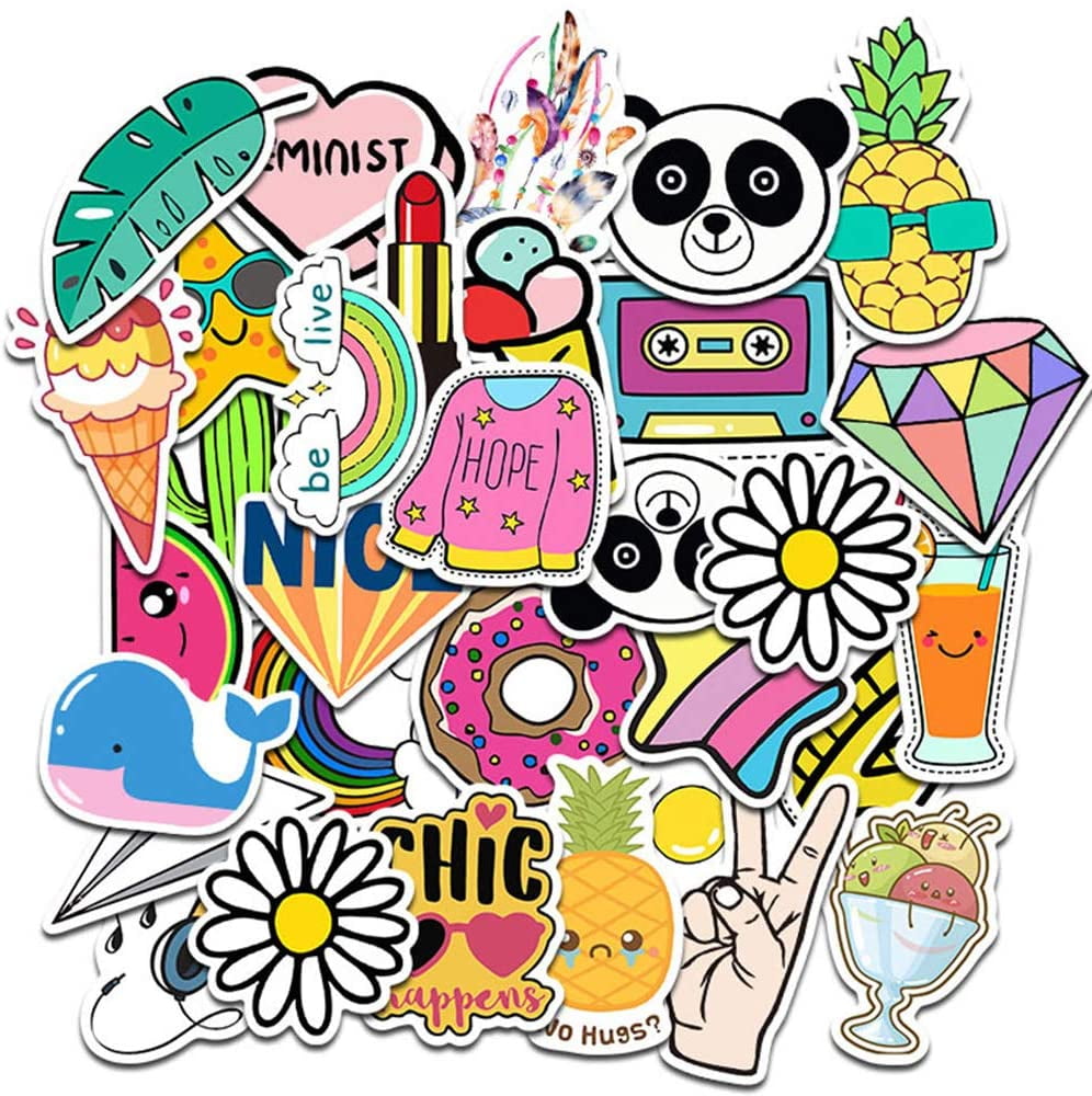 50 Pcs Cute Cartoon Laptop Stickers for Kids, Teen, Girl Trendy Water ...