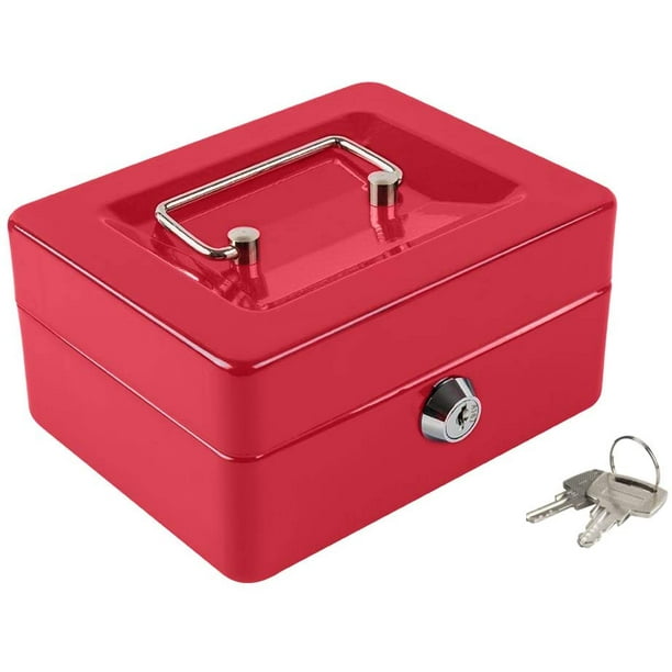 Cash Box with Money Tray,Small Safe Lock Box with Key,Cash Drawer,5.91 ...