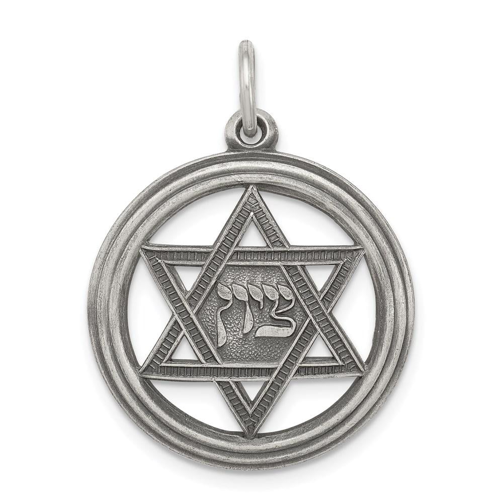 Sterling Silver Antiqued Star of David Disc Charm - Walmart.com