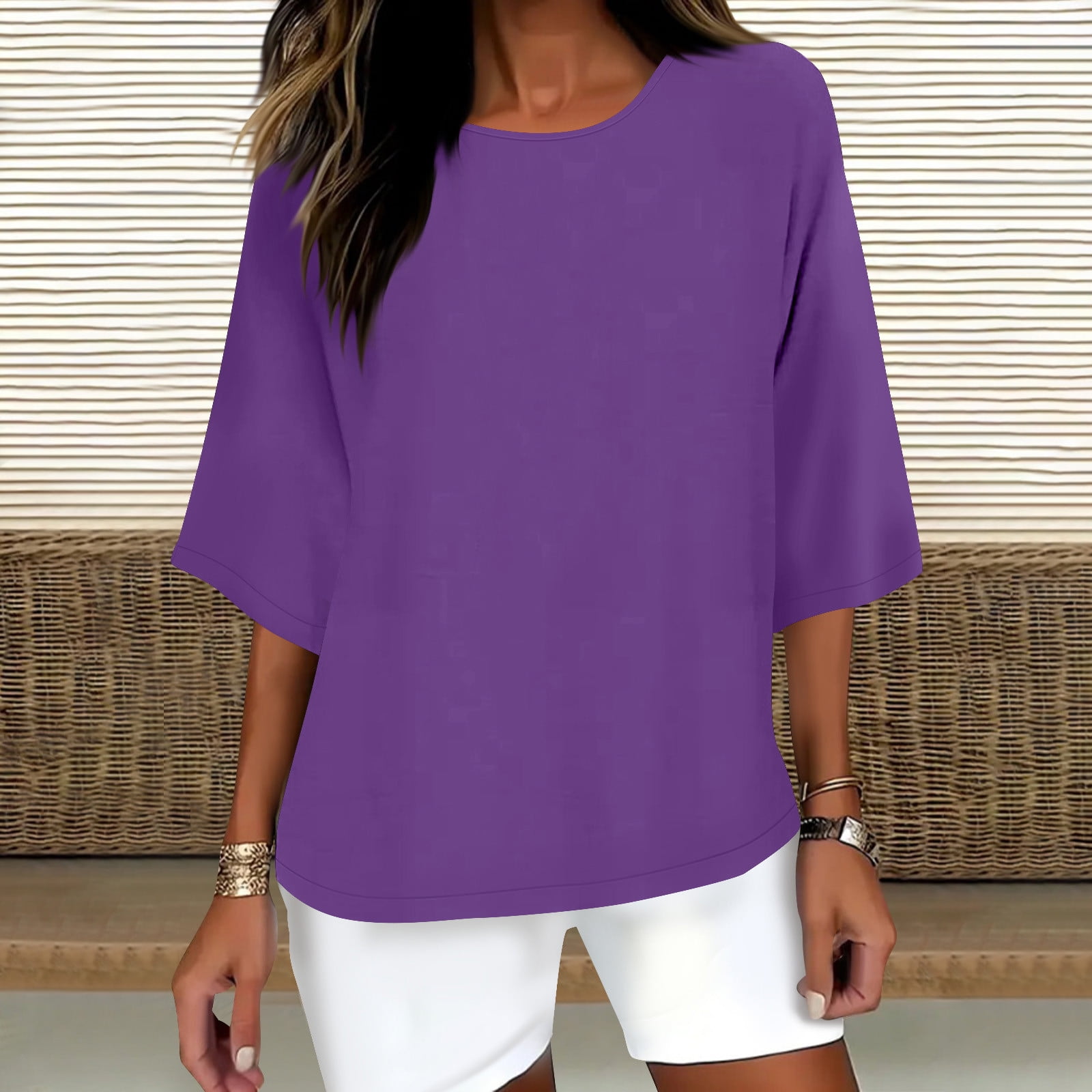 Click here for Unbranded Womens Tops  Womens Solid Color Crew Nec... prices