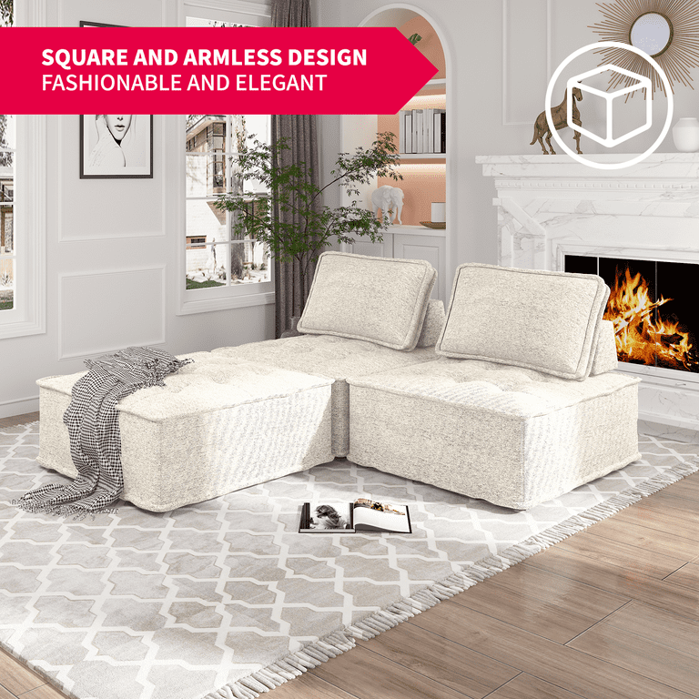 Small Armless Sectional Sofa | Baci Living Room