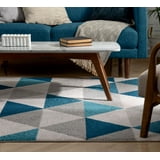 Well Woven Isometry Blue & Grey Modern Geometric Triangle Pattern 5' x ...