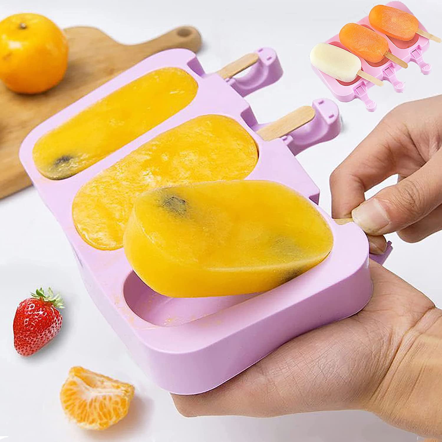 2 moldes para paletas con 100 palitos de paleta, molde de silicona para ...