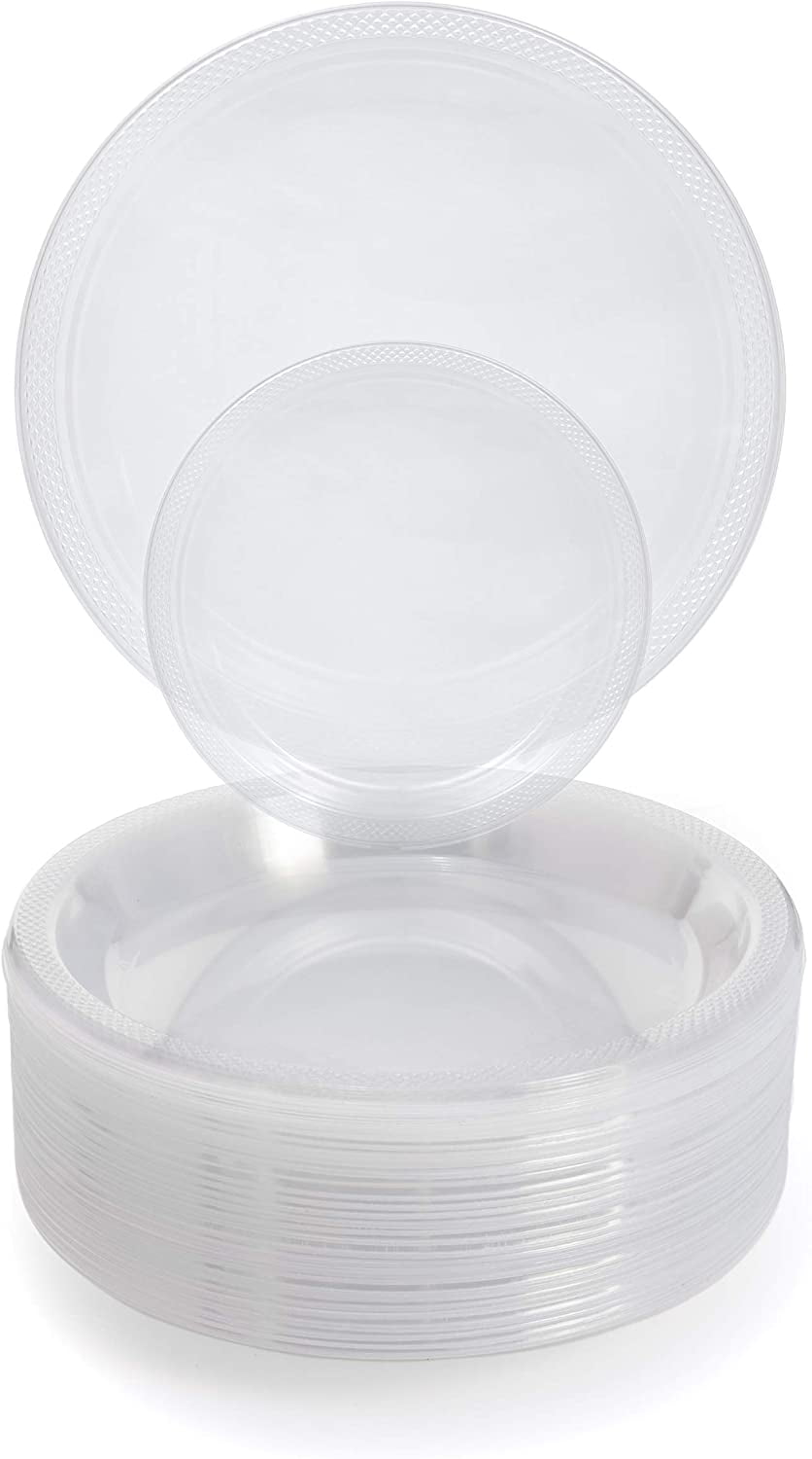 Buy Exquisite 9 Disposable Plastic Plates Bulk - 100 Count Party Pack ...