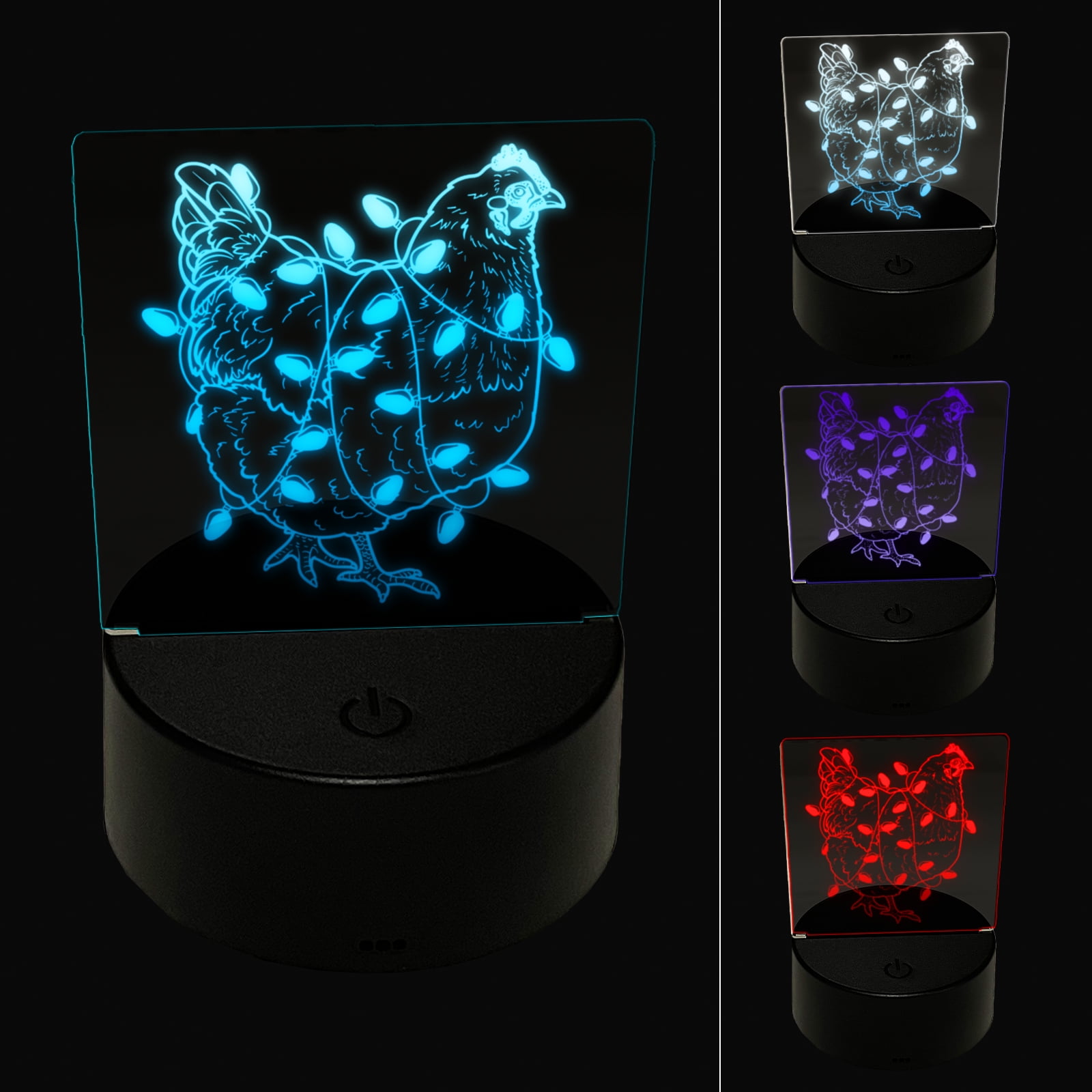 Christmas Hen Decorated with Lights Holiday Chicken LED Night Light ...