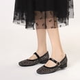 2026 New Women's Beige Mesh Rhinestone Mary Jane Flats, Breathable ...