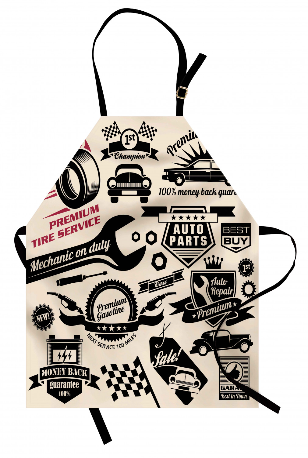 Retro Apron Car Repair Shop Logos Monochrome Car Silhouettes Best ...