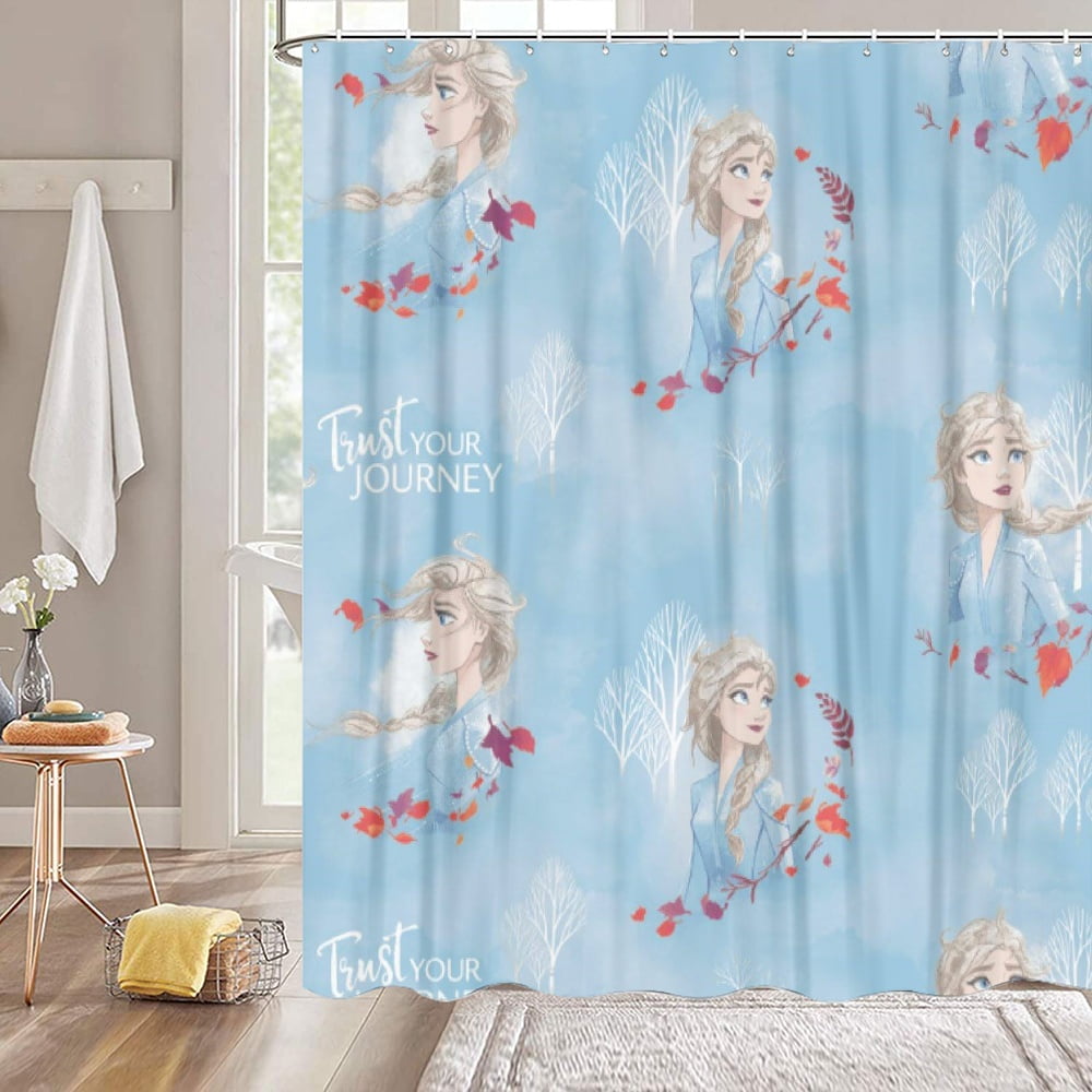 Cartoon Frozen Shower Curtain, Hooks 60x72 Inch Bath Curtain Bathroom ...