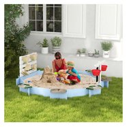 KidKraft Wooden and Canvas Outdoor Cabana Sandbox with Storage Bins ...