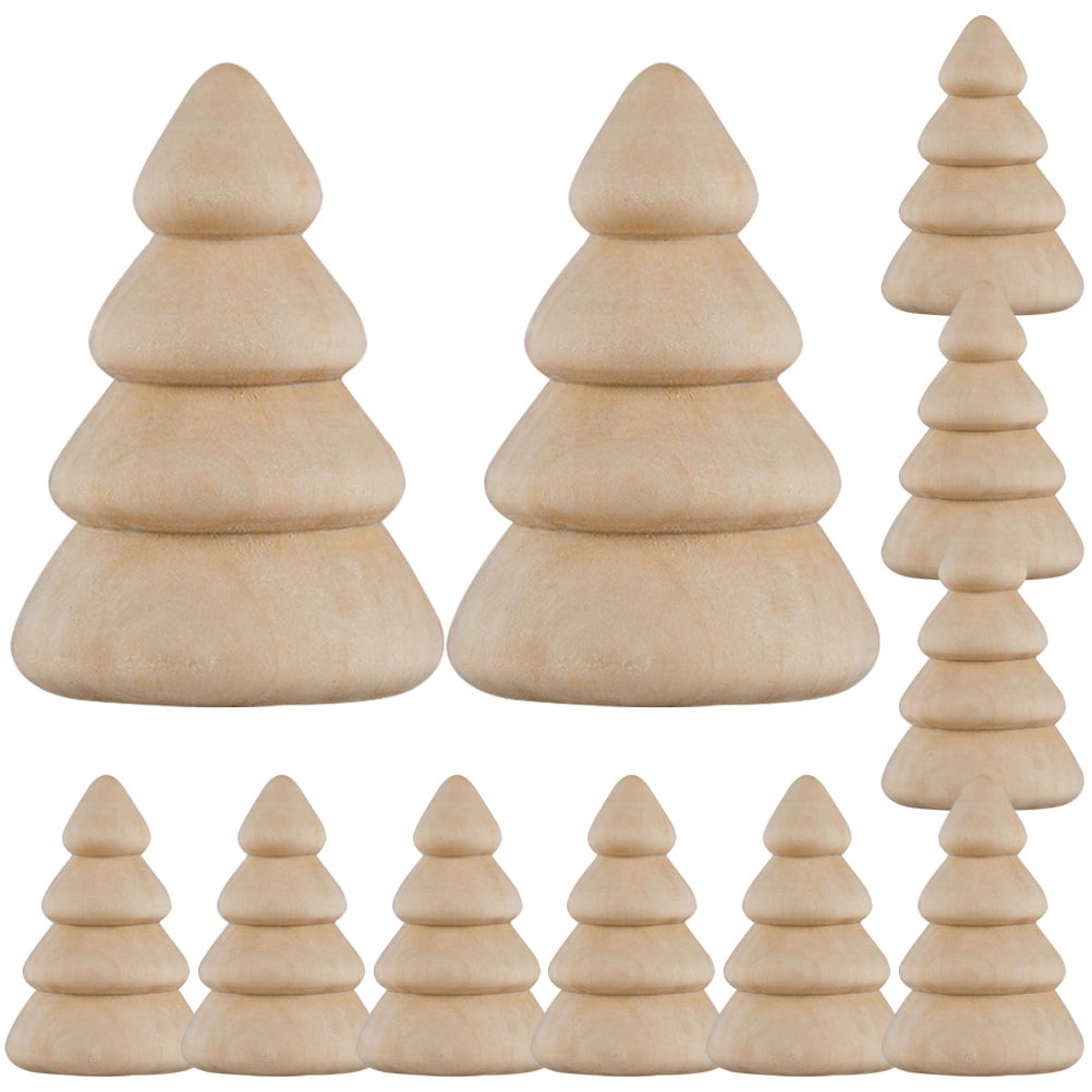 NUOLUX 10pcs Unfinished Wooden Trees DIY Mini Wooden Trees Painting ...