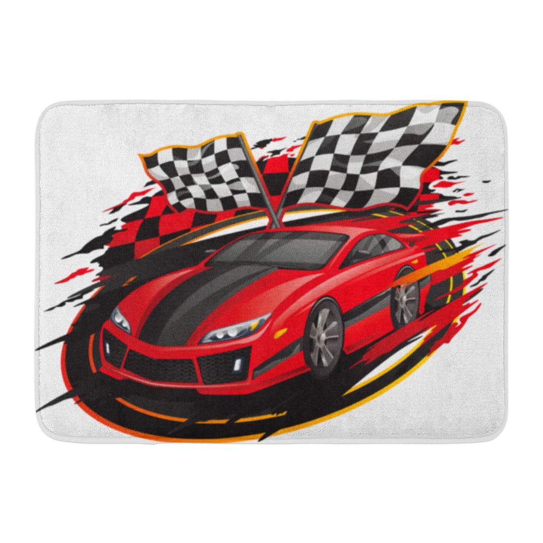 KDAGR Red Race Speeding Racing Car Checkered Flag Racetrack Orange Fast ...