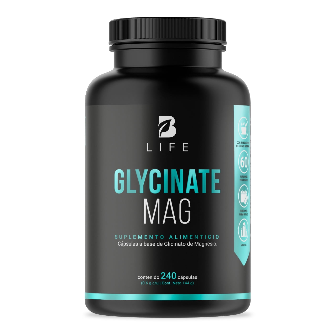 Glicinato de Magnesio de 240 Cápsulas 408 mg. Ingredientes naturales ...