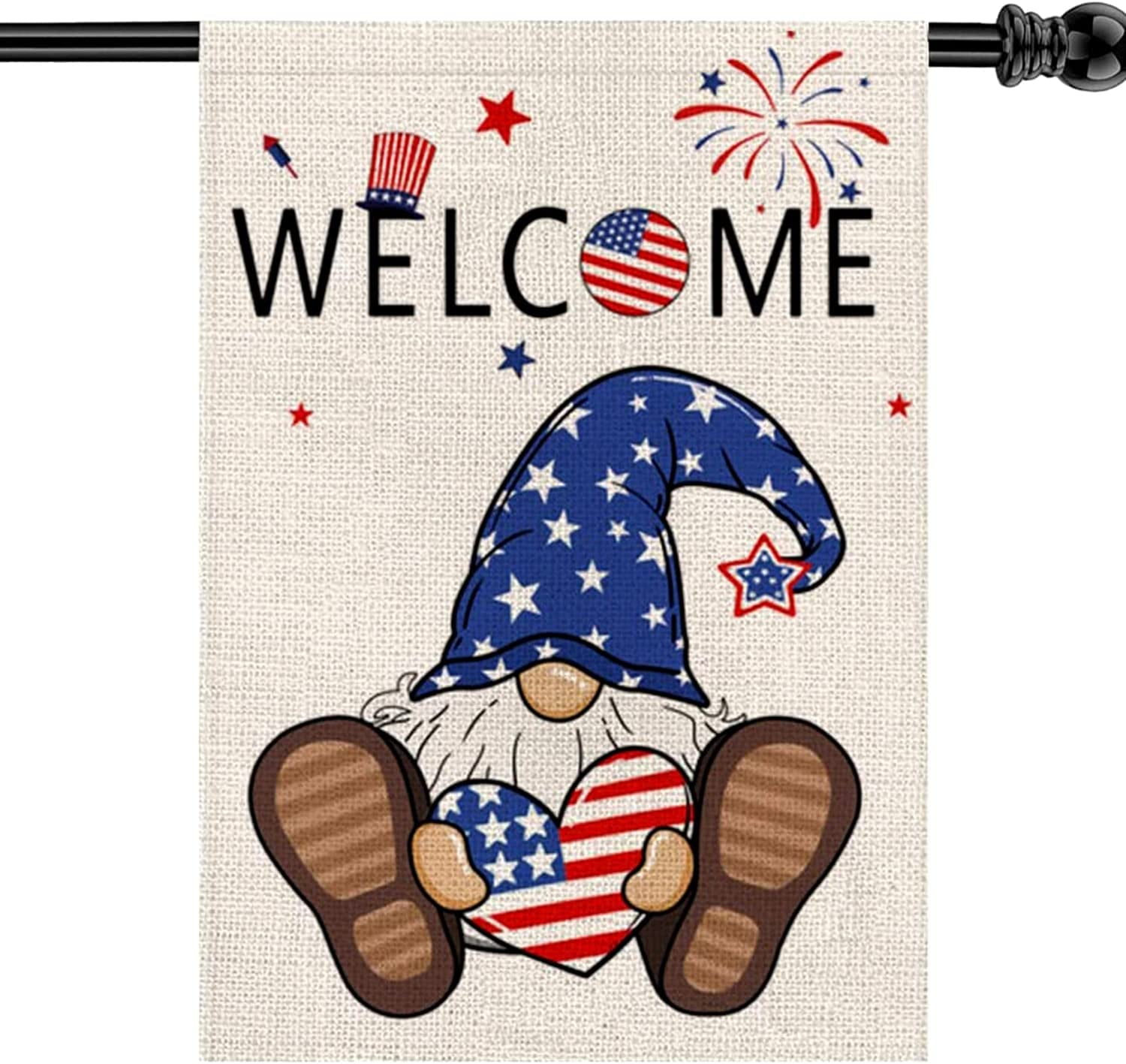 Mloabuc Welcome American Flag Gnomes House Flag Double Sided, 4th of ...