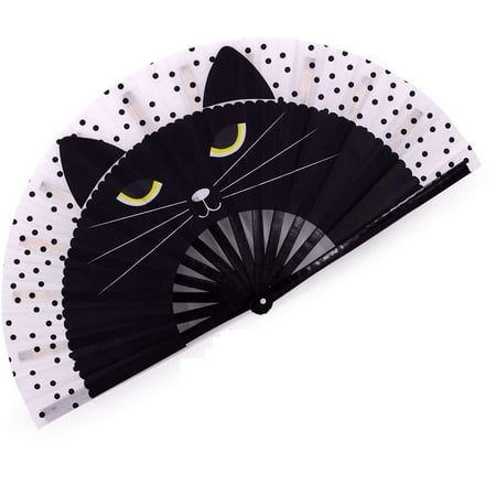 Sexy Cat Large Rave Folding Fans Hand Fan for Men Women, 13Inch Chinese ...